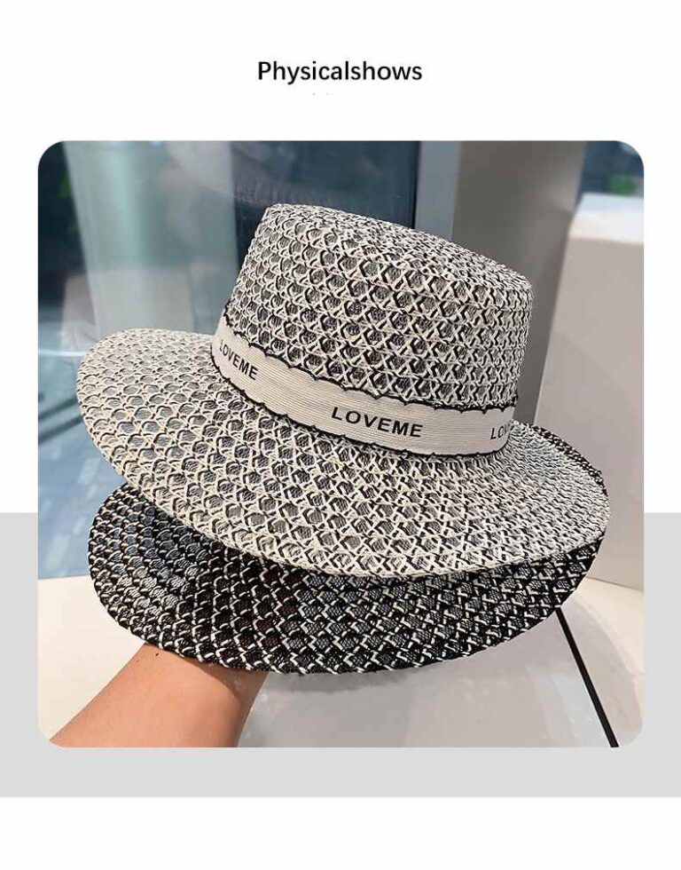 French Flat Top Hat Female Beach Sunscreen Sun Hat Straw Hat- YANTAI ...
